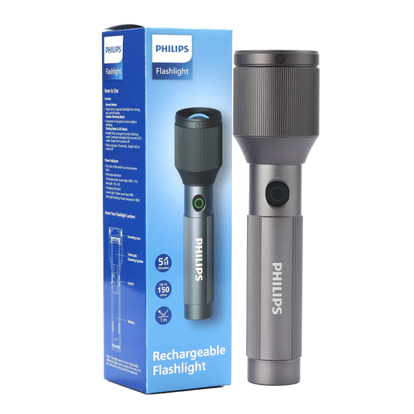 Philips Aircraft Aluminium Alloy 22cms Zoom LED Rechargeable Flashligh ...