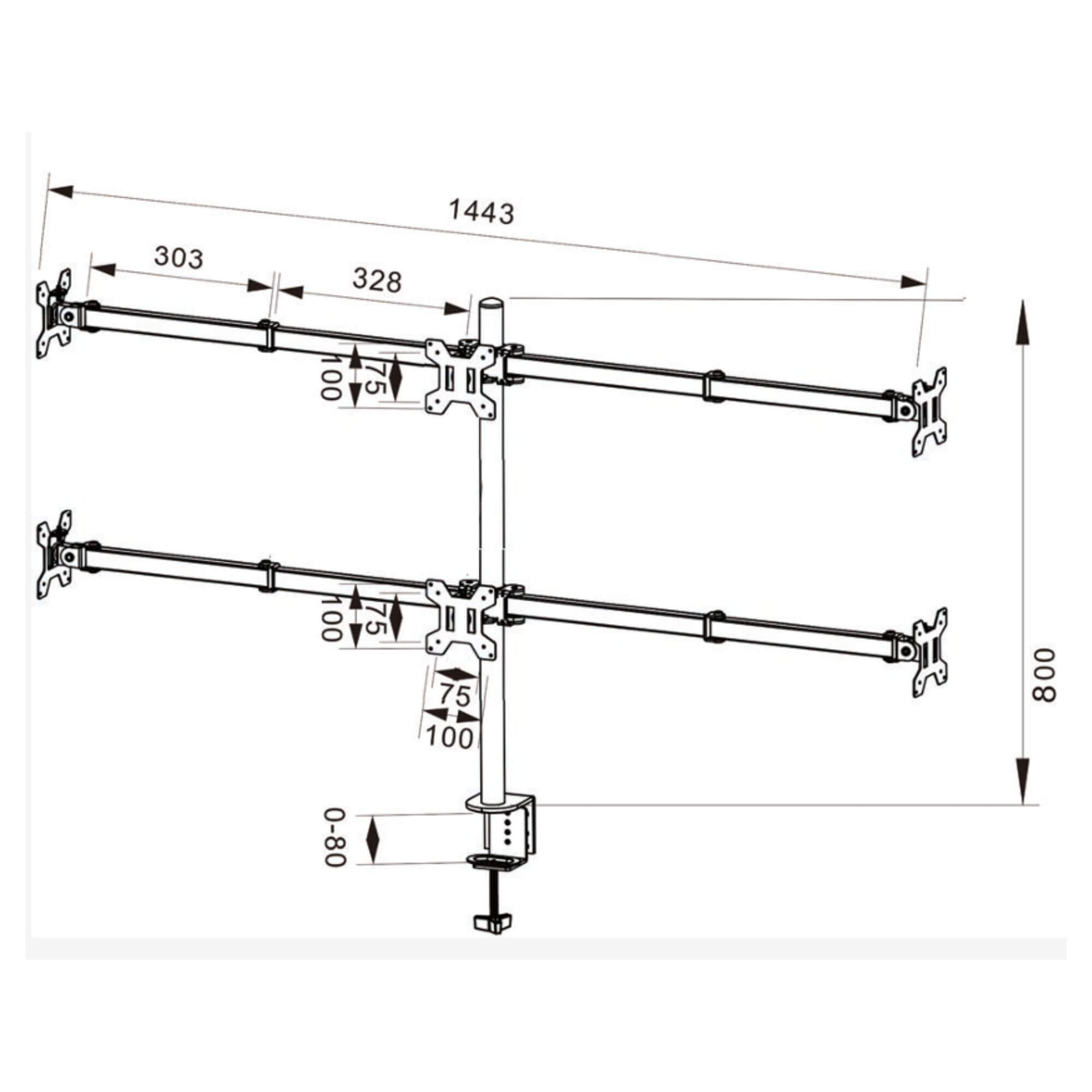 6 Monitor Desk Arm stand with Clamp & Grommet|Swivel and Tilt – GADGET ...
